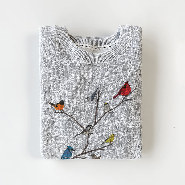 Backyard Birds Gathering - Knit Sweatshirt - Because Tees