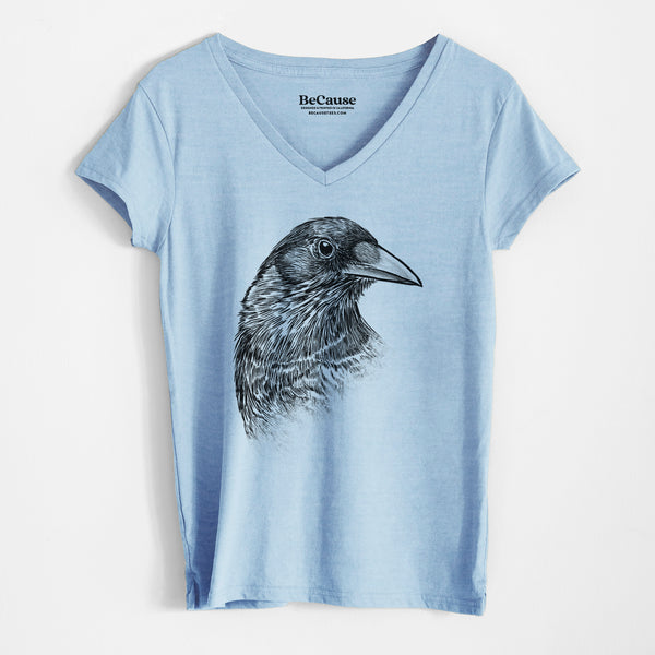 American Crow Bust - Corvus brachyrhynchos - Women's 100% Recycled V-n ...
